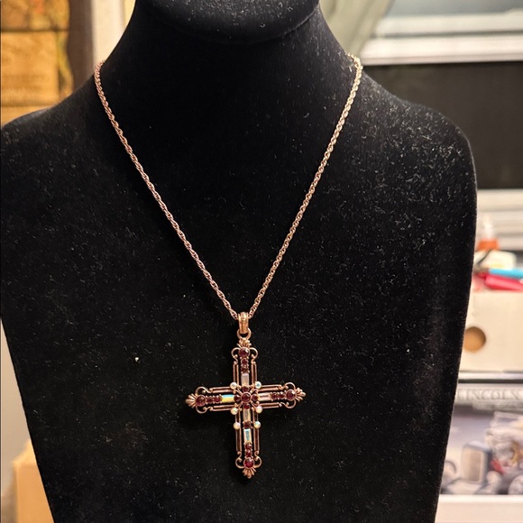 2028 | Jewelry | 228 Brand Rose Gold Colored Rhinestone Cross Necklace ...